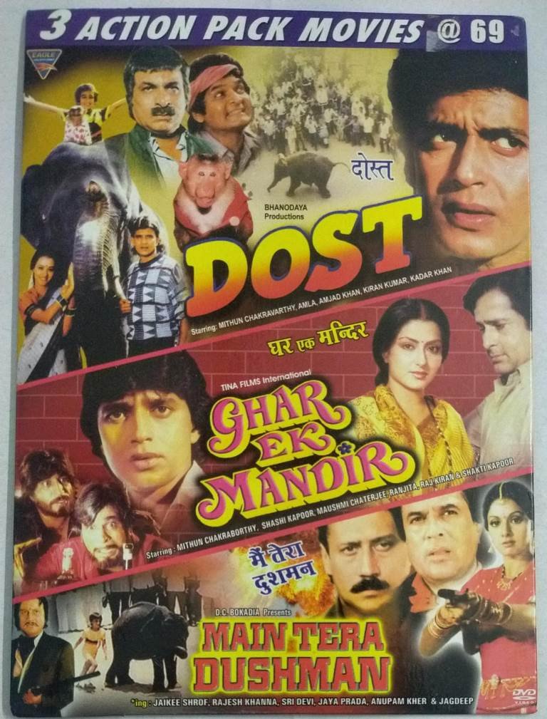 Dost- Ghar Ek Mandir- Main Tera Dushman Hindi Movie DVD 3 in 1 - Macsendisk